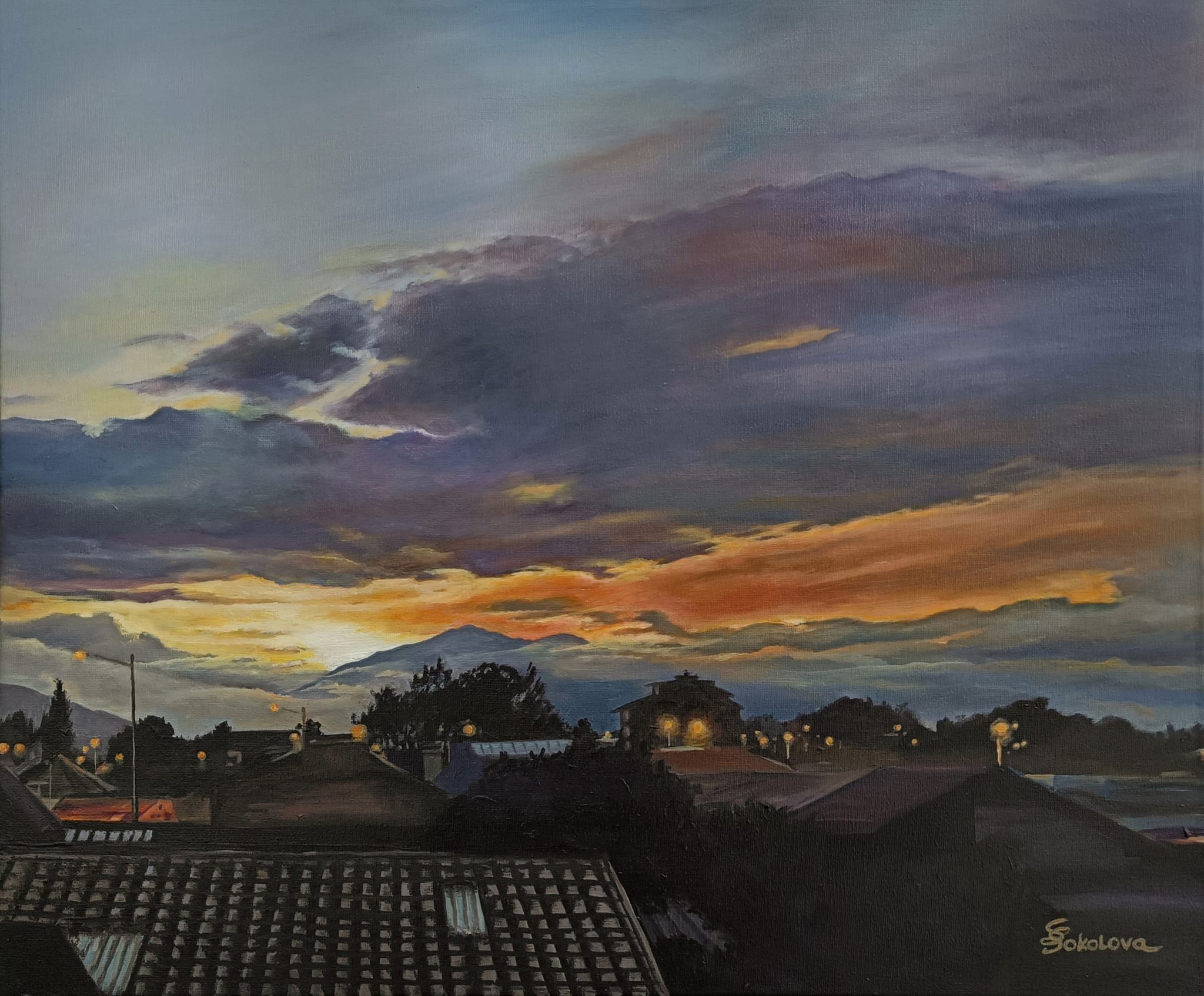 Original Oil: "Sunset in Cuenca" - Special local price